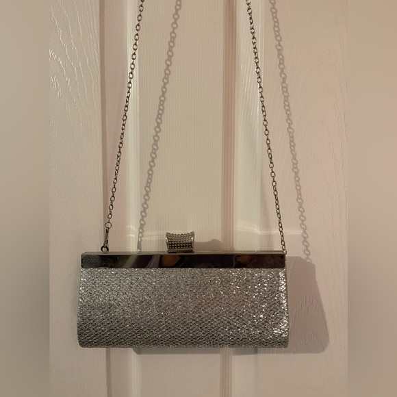 Bags | Silver Clutch Purse With Chain | Poshmark